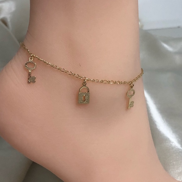 Jewelry | 18k Gold Filled Key Lock Anklet | Poshmark